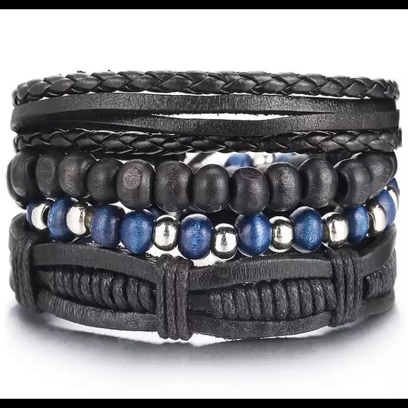 Accessories | Leather Vintage Multiple Bracelets Set For Men | Poshmark